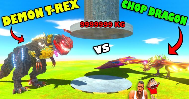 HYDRAULIC PRESS 999999 KG vs DEMON T-REX and CHOP DRAGON in ANIMAL REVOLT BATTLE SIMULATOR | テニス ...